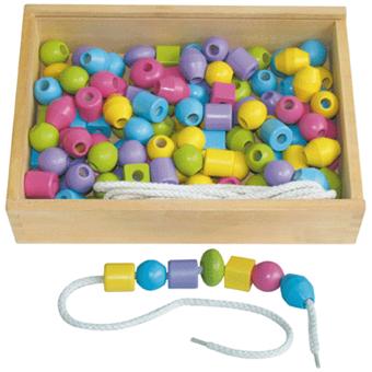 Grosse Perle En Bois Pastel + 10 Lacets - Boite De 130 - Création perle ...