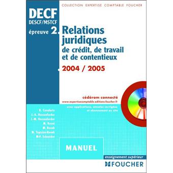 Relations juridiques de crédit, de travail et de contentieux, DECF ...
