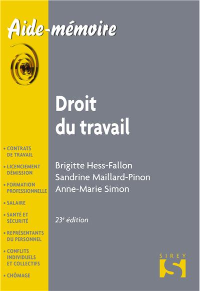 Droit du travail - broché - Brigitte Hess-Fallon, Anne-Marie Simon ...