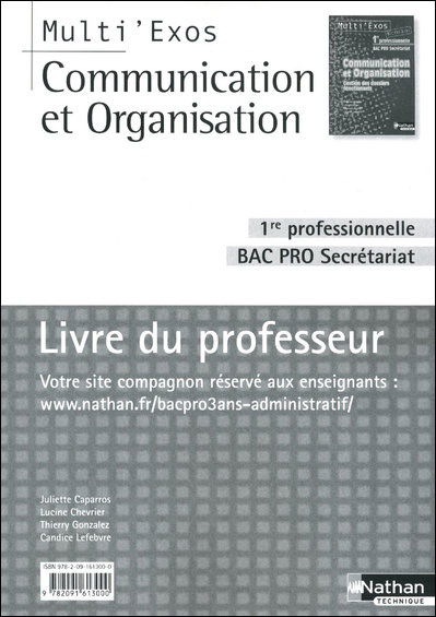 Communication organisation 1ere bac pro secretariat (multi'exos ...