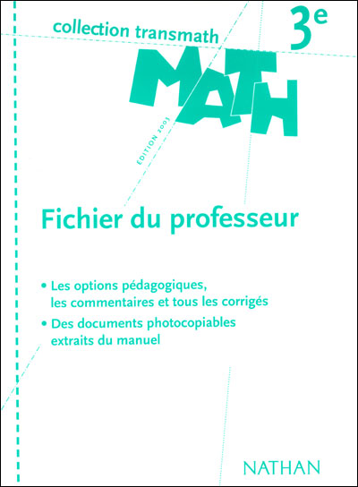Nouveau transmath 3e prof 2003 - broché - Joël Malaval, Denise Courbon ...