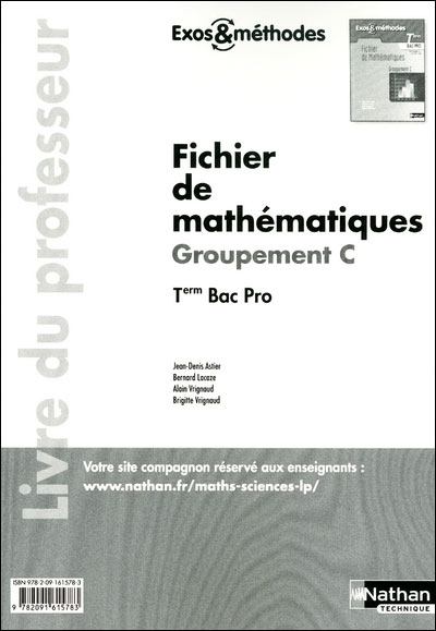 Fichier de Mathématiques Groupement C - Term Bac Pro Exos et méthodes ...