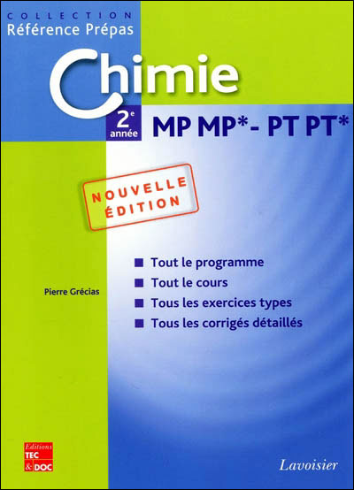 Chimie MP MP*-PT PT* 2de année - broché - Grecias - Achat Livre | fnac Chimie MP MP*-PT PT* 2de année - broché - Grecias - Achat Livre | fnac