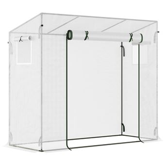 Serre de jardin 2 fenêtres moustiquaires porte enroulable zippée dim. 200 x 76 x 168 cm acier PE ...