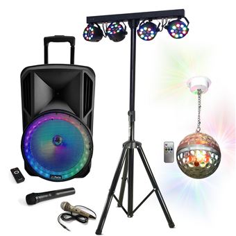 Pack Karaoké Enceinte Autonome 700W PARTY-12RGB - Pied Lumière DJ BOOST ...