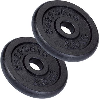 ScSPORTS® Disques de Poids - Set de 2 x 2,5 kg, Fonte, Ø 30/31 mm ...