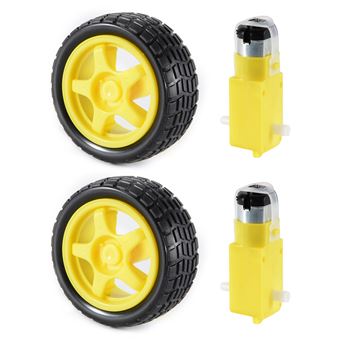 2 Ensembles Moteur d'Engrenage à DC et Roue pour DC 3V-6V Arduino ...