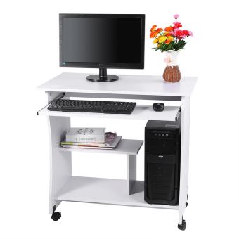 Bureau Informatique Roulant Table Roulettes Table d’ordinateur Support ...