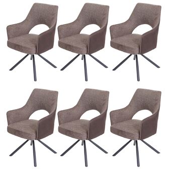 Lot de 6 chaises de salle à manger MENDLER HWC-K30 tissu/textile brun ...