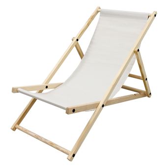 ECD Germany Chaise Longue en Bois de Pin Beige Pliable 120 kg Réglable à 3 Positions de ...