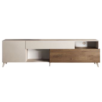 Estelle - meuble tv - 2 portes et 1 tiroir - 241 cm - Marron / Blanc ...