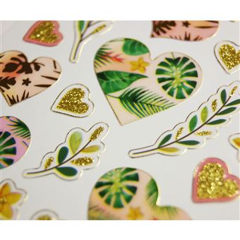 Stickers Coeurs et feuillages - pailletés - 1,8 cm - Global Gift ...