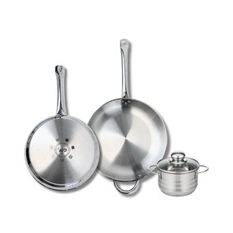 Ensemble de 2 Poêles de cuisson 28 et 32 cm et 1 faitout 14 cm Elo Profi Brillant - Casserole ...