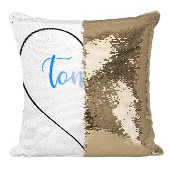 Fabulous Coussin avec Housse Sequin - Paillettes Doré Tonton Love Amour ...