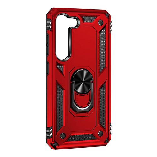 Coque Pour Samsung Galaxy S23 Rigide Bague Support Avizar Rouge Coque