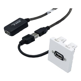 Prise murale USB coudée avec câble USB 15m amplifié - Câbles USB ...