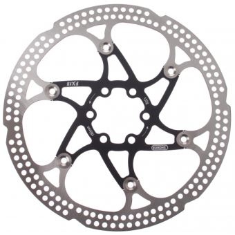 Elvedes disque 180 mm 6 trous argent / acier noir - Pièce détachée vélo ...