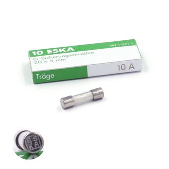 Fusible Temporisé (T) en verre 10A/250VAC 5x20mm (Boite de 10 Fusibles) - Équipements ...