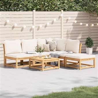 vidaXL Salon de Jardin avec Coussins 6 pcs, Canapés de Terrasse ...