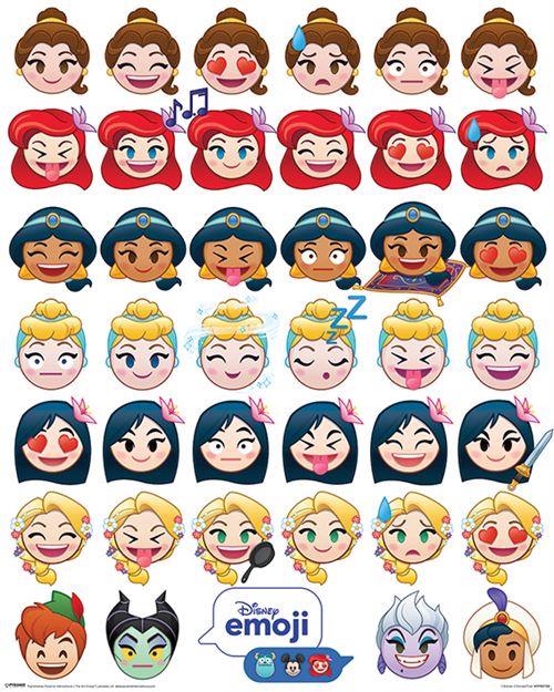 Disney Emoji - Princess Emotions - 40x50 cm - AFFICHE / POSTER - Achat ...