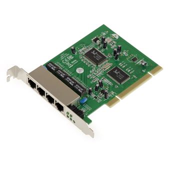 Carte Switch réseau PCI ETHERNET - 4 Ports LAN RJ45 - CHIPSET REALTEK ...
