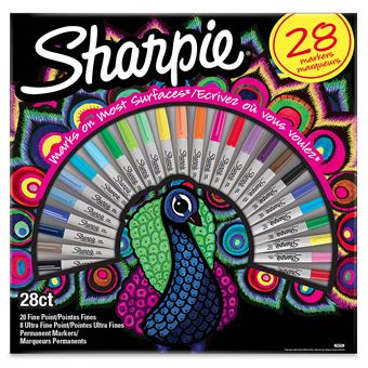 SHARPIE - 28 Marqueurs permanents - Pointe fine x 20 et Pointe ultra ...