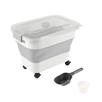 Boîte conteneur à croquettes Love Story pliable avec roues - Blanc ...