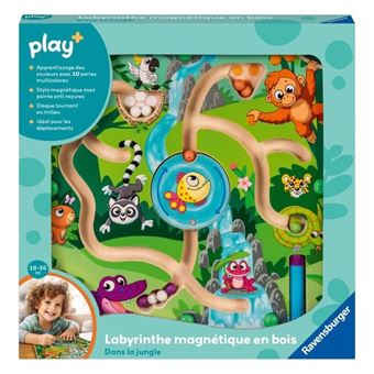 Ravensburger -Play + - Labyrinthe Magnétique En Bois Dans La Jungle - Des 18 Mois - Version ...