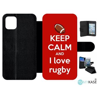 Etui My-Kase pour iPhone 11 - rugby red - Simili-cuir - Noir - Coque et ...