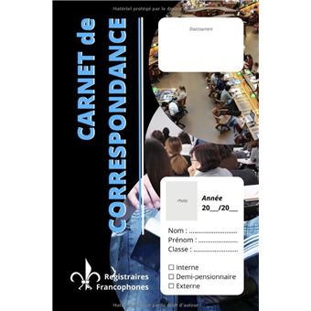 Carnet de correspondance pour collège ou lycée - Agenda scolaire ...
