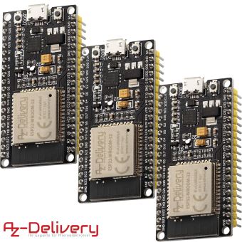 AZDelivery 3 x ESP32 NodeMCU Module WLAN WiFi Development Board avec CP2102 (Successeur du ...