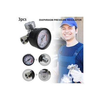 Régulateur d'air de pulvérisateur 3pcs hvlp avec manomètre et contrôle ...