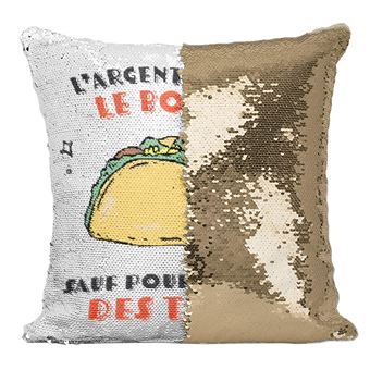 Fabulous Housse de Coussin à Sequin - Paillettes Doré Tacos - L'argent ...
