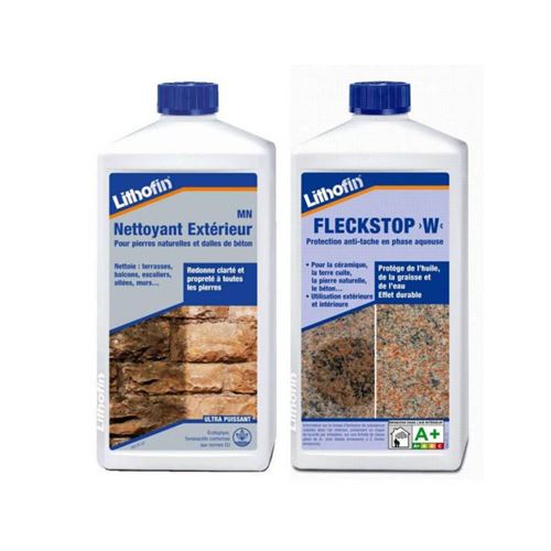 Kit Lithofin spécial extérieur : FLECKSTOP W 1L + MN NETTOYANT ...