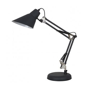 Lampe de bureau industrielle et rétro Jason Noir sablé, nickel satiné ...