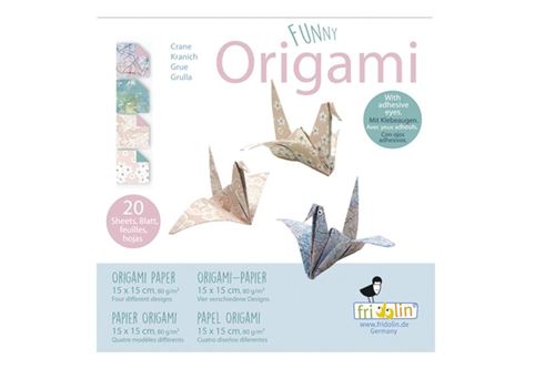 Fridolin origami Crane pliable 15 x 15 cm 20 pièces multicolore ...