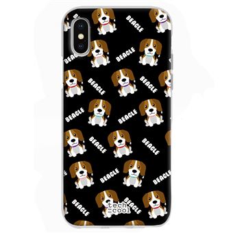 coque pour Iphone X / XS TPU Silicone Beagle chiens motif de fond noir ...