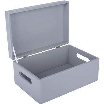 Creative Deco Grande Boite Rangement en Bois Gris 30 x 20 x 14 cm ...