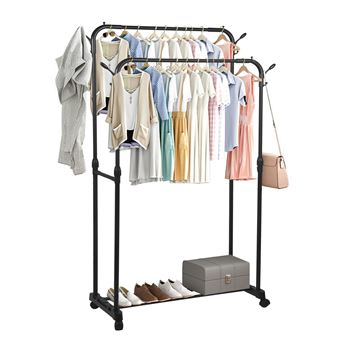 Porte-Manteau à Roulettes SINBIDE® Avec Double Tringles, Pôle 75*40*140 ...