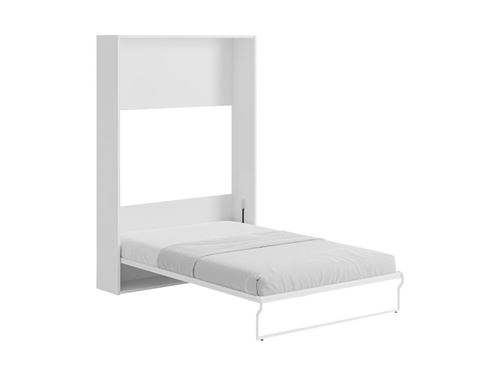 Lit escamotable 140 x 200 cm - Ouverture verticale manuelle - Blanc et ...