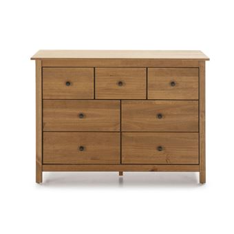 Commode, meuble de rangement en pin ciré coloris naturel - Longueur 110 ...