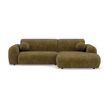 Louise - Canapé d'angle droit 4 places en velours texturé - Vert Kaki ...