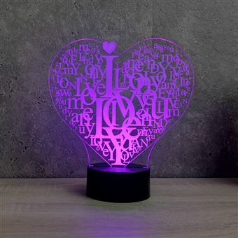 Lampe illusion 3D Coeur I Love You - Achat & prix | fnac