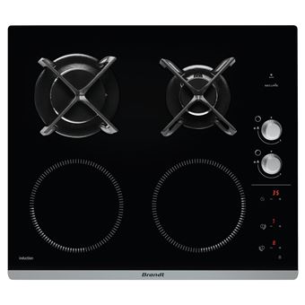 Brandt BPI6414BM - Table de cuisson mixte induction et gaz - 4 plaques ...