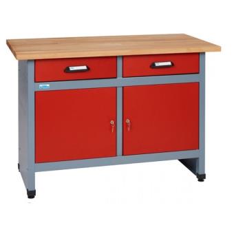 Kupper - Etabli 2 portes et 2 tiroirs L:120cm - Rouge 12052 - Rangement ...
