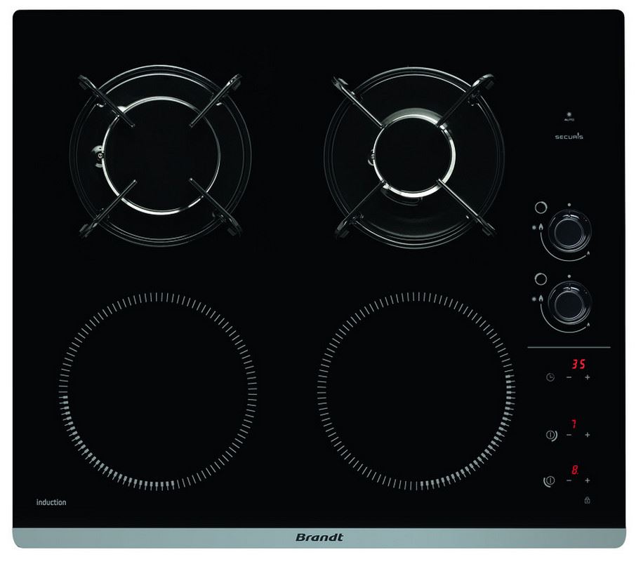 Brandt BPI6413BM - Table de cuisson mixte induction et gaz - 4 plaques ...