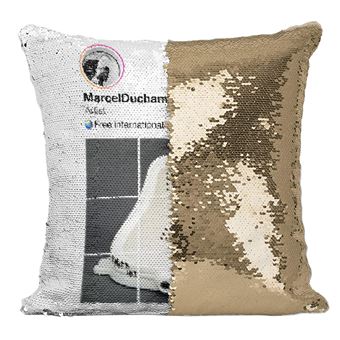 Fabulous Coussin avec Housse Sequin - Paillettes Doré Marcel Duchamp R ...