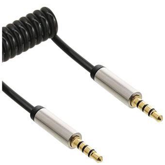 Câble spiral audio InLine® Slim Audio 3.5 mm mâle à mâle 4 broches ...