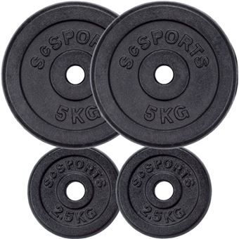 ScSPORTS® Set de Disques de Poids - 15 kg, Plaques 2 x 2,5 / 2 x 5 kg ...