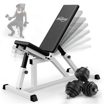 Physionics® Set de Banc de Musculation Inclinable et Poids (30 kg ...
